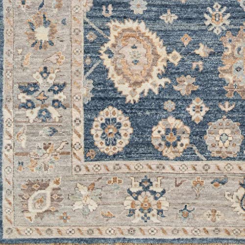 Hauteloom Atoc Wool Living Room, Bedroom Area Rug - Traditional - DarkBlue, Beige, LightGray - 8' x 10'