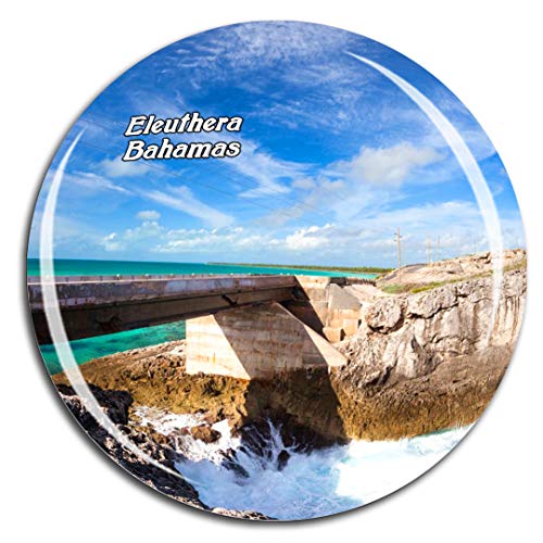 Glass Window Bridge Eleuthera Bahamas Caribbean Sea Fridge Magnet 3D Crystal Glass Tourist City Travel Souvenir Collection Gift Strong Refrigerator Sticker