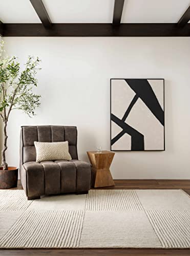 Hauteloom Aliza Wool Living Room, Bedroom Area Rug - Contemporary - Beige, LightGray, Taupe - 8' x 10'