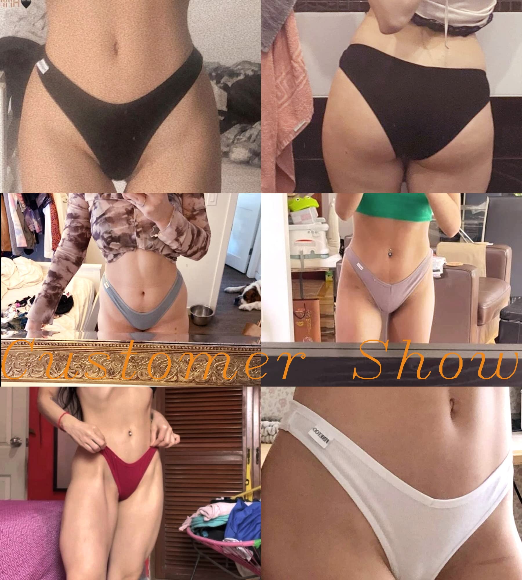 FINETOO Womens Underwear Cotton Bikini Rib Cheeky Panties Sexy V-shaped Waistband Hipster (XL)