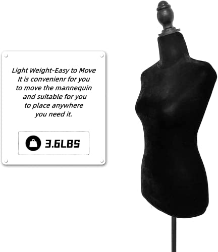 Female Dress Form Mannequin Body Display Adjustable Mannequin Stand Realistic Mannequin Torso with Tripod Base Stand for Clothing Dress