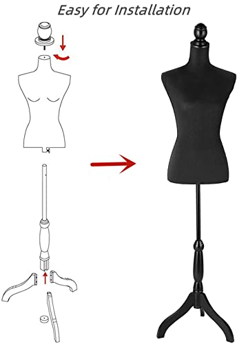 Female Dress Form Mannequin Body Display Adjustable Mannequin Stand Realistic Mannequin Torso with Tripod Base Stand for Clothing Dress
