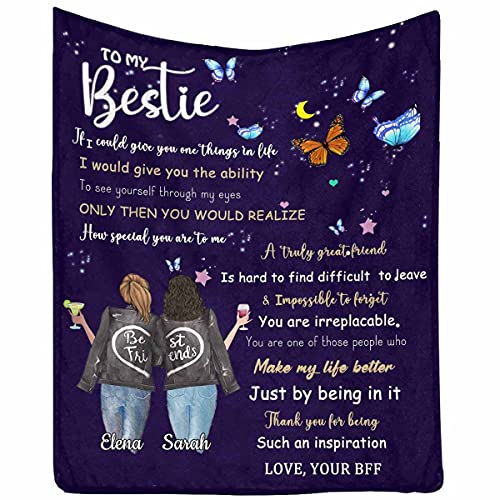 InterestPrint Personalized Blanket to My Bestie, I Would Give You The Ability to See Yourself Through My Syes Blanket Throws for Bed