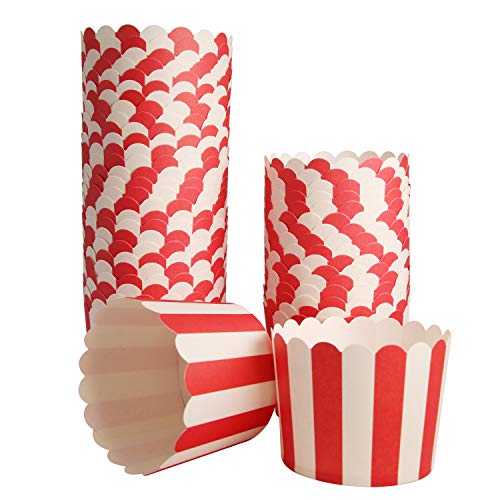 50-Pack Muffin Cups Baking Paper Cup Cupcake Muffins Liners Red and White Stripes Baking Cups, Bottom Dia 2.3 Inch