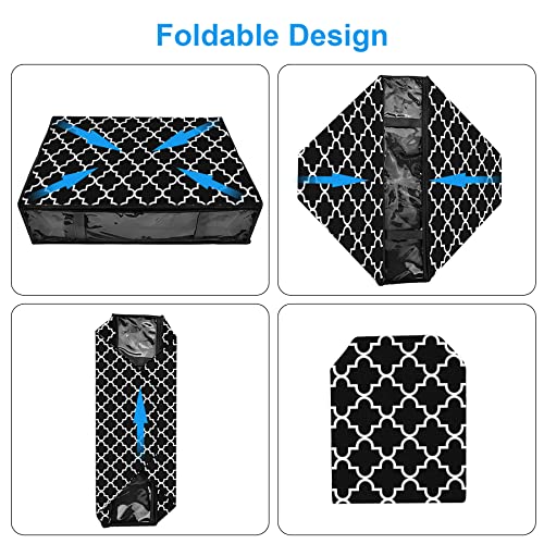 iMeistek 3 pack Under Bed Storage Large Capacity Under the Bed Storage Containers with Reinforced Handles and Clear Window Foldable Clothes Organizer for Comforters, Blankets, Bedding,Clothes,Pillows