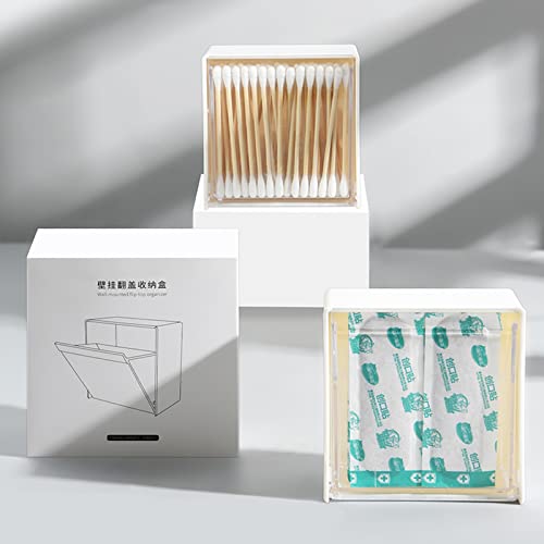 SHUBIAO Wall-Mounted Clamshell Storage Box, Water and dust Proof Storage Dispenser, , Self-adhesive cotton swab cotton ball dispenser for bathroom(4PCS)
