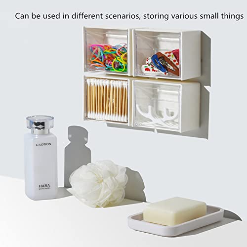 SHUBIAO Wall-Mounted Clamshell Storage Box, Water and dust Proof Storage Dispenser, , Self-adhesive cotton swab cotton ball dispenser for bathroom(4PCS)