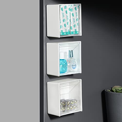 SHUBIAO Wall-Mounted Clamshell Storage Box, Water and dust Proof Storage Dispenser, , Self-adhesive cotton swab cotton ball dispenser for bathroom(4PCS)