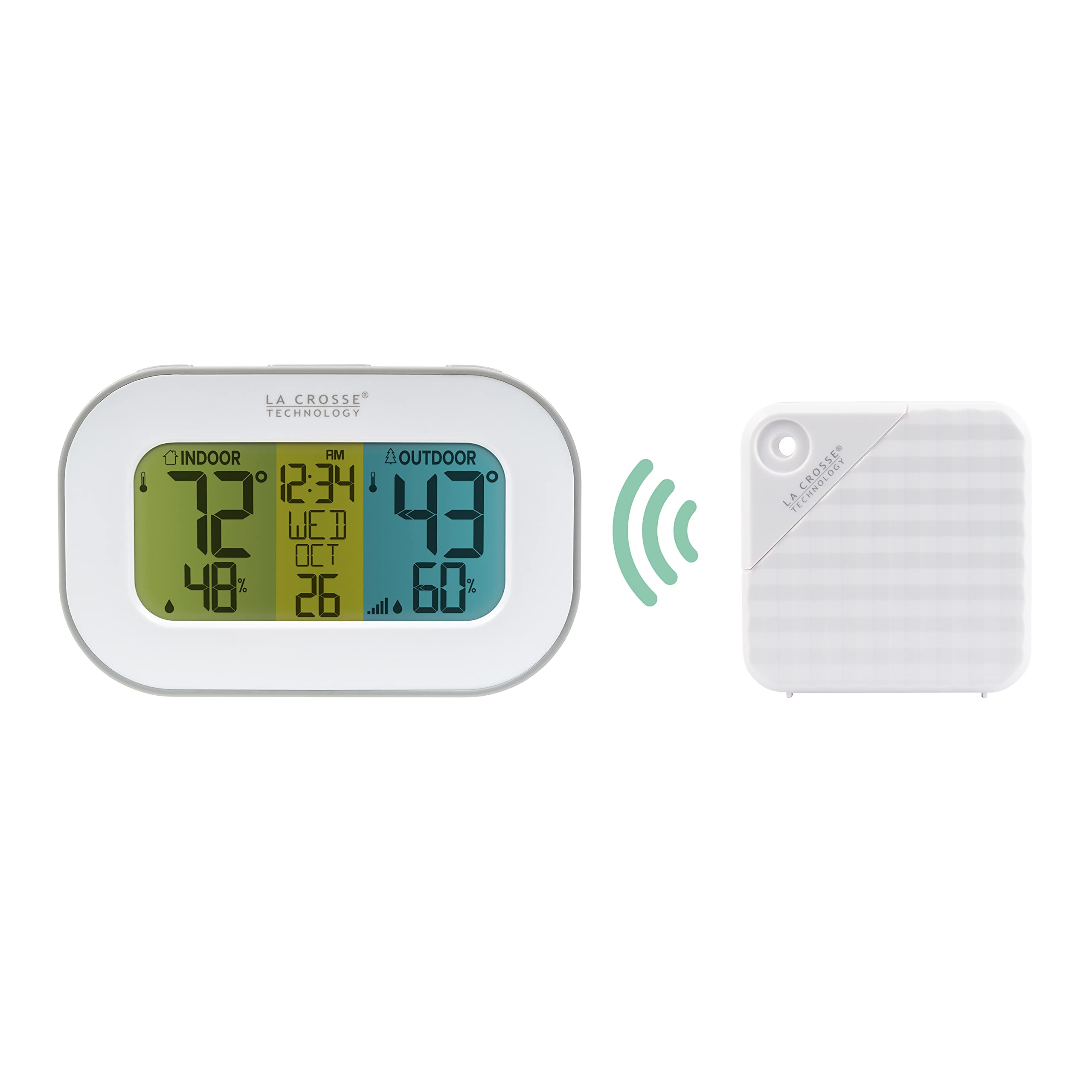 La Crosse Technology 308-148 Wireless Temperature Station with Tri-Color LCD, White