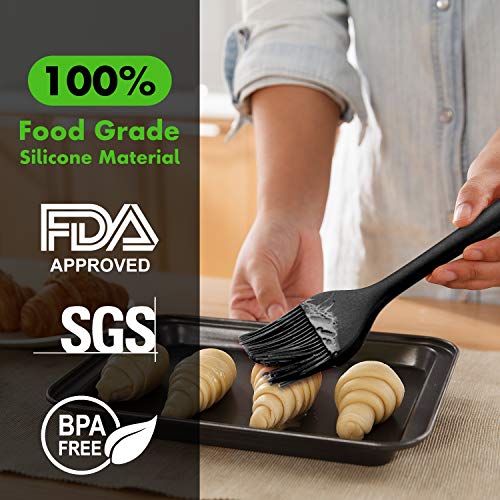 HOTEC Basting Brushes Silicone Heat Resistant Pastry Brushes Spread Oil Butter Sauce Marinades for BBQ Grill Barbecue Baking Kitchen Cooking BPA Free Dishwasher Safe (Black 2)