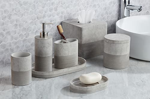 Roselli Trading Company City Line Bath Canister, Gray