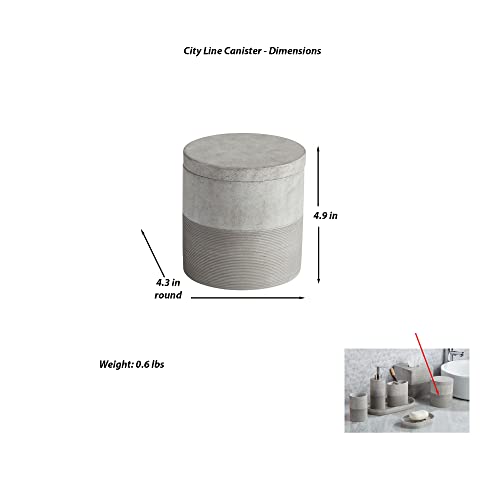 Roselli Trading Company City Line Bath Canister, Gray