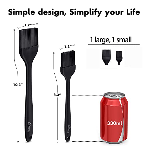 HOTEC Basting Brushes Silicone Heat Resistant Pastry Brushes Spread Oil Butter Sauce Marinades for BBQ Grill Barbecue Baking Kitchen Cooking BPA Free Dishwasher Safe (Black 2)