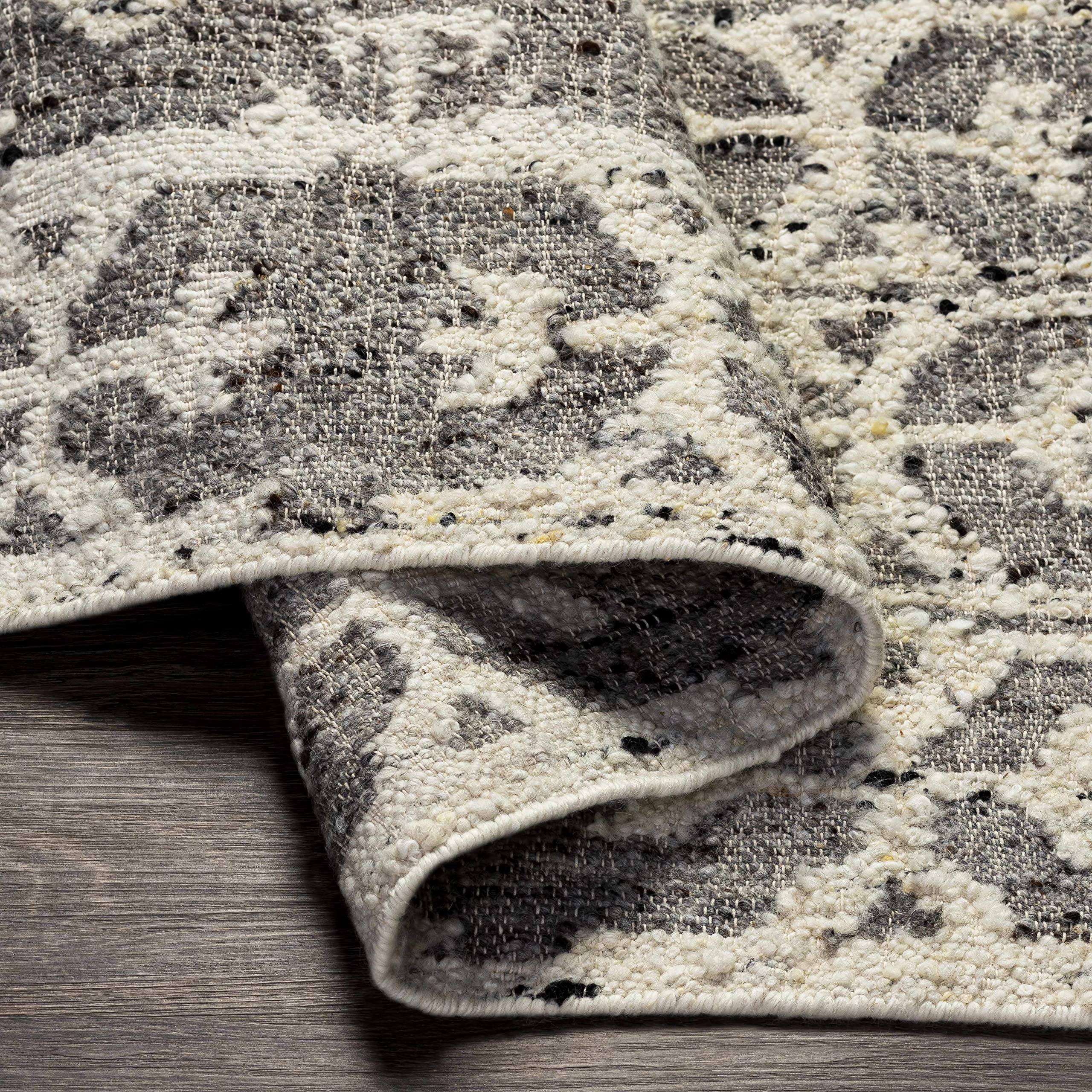 Hauteloom Andop Wool Living Room, Bedroom Area Rug - Bohemian, Transitional - Cream, Gray, Charcoal - 8' x 10'
