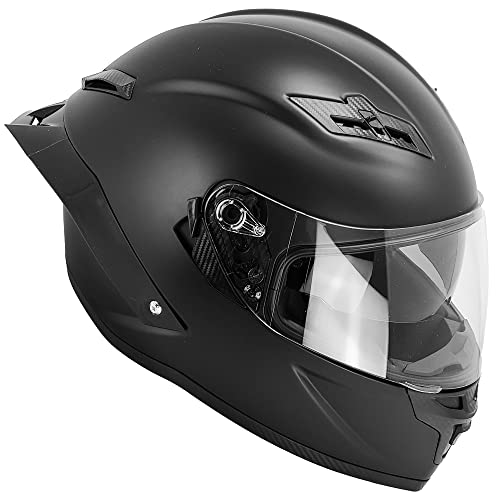 Bluetooth Motorcycle Helmet with Clear, Tinted, Iridium Shields (Matte Black, Small)
