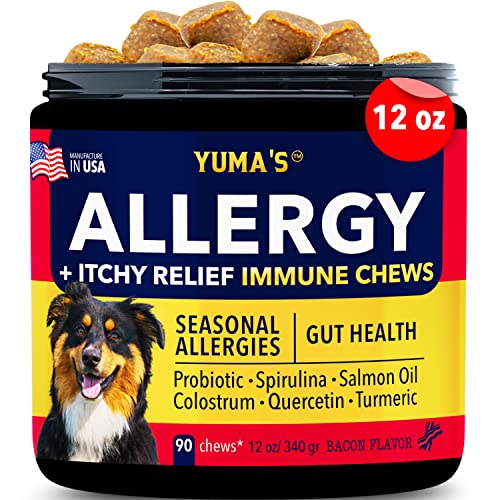 YUMA'S Dog Allergy Chews - Itch Relief for Dogs - Dog Allergy Relief - Anti Itch for Dogs - Dog Itchy Skin - Dog Allergy Support - Hot Spots Supplement - 90 Treats
