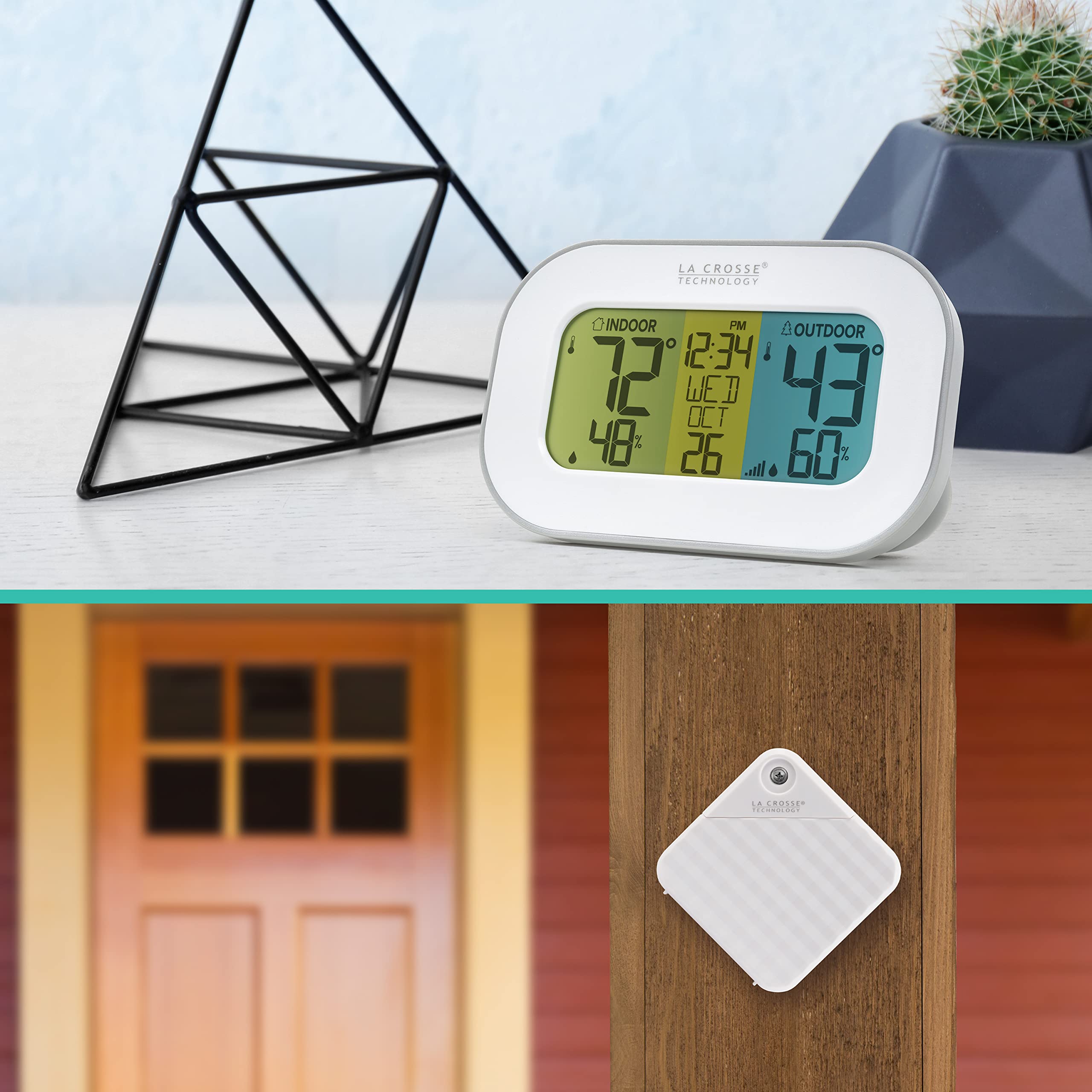 La Crosse Technology 308-148 Wireless Temperature Station with Tri-Color LCD, White