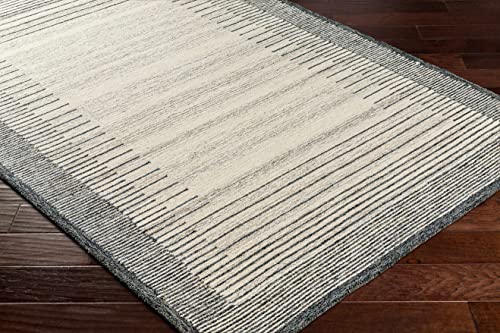 Hauteloom Omeo Wool Living Room, Bedroom Area Rug - Contemporary - Beige, Blue, Black - 8' x 10'