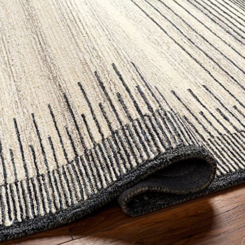 Hauteloom Omeo Wool Living Room, Bedroom Area Rug - Contemporary - Beige, Blue, Black - 8' x 10'