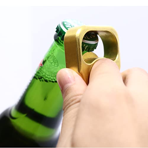 Brass Bottle Opener Solid and Durable - Personalized Pocket Keychain Easy to Carry, Opener for Vintage Beer Gifts for Men, Husband, Dad, Boyfriend(2.1x1.5x0.4inch)