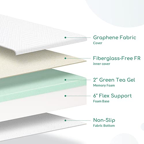 8 Inch, King Size Memory Foam Mattress, Green Tea King Mattress in a Box, Medium Firm Support Foam Mattress Made in USA, Motion Isolating, CertiPUR-US Certified