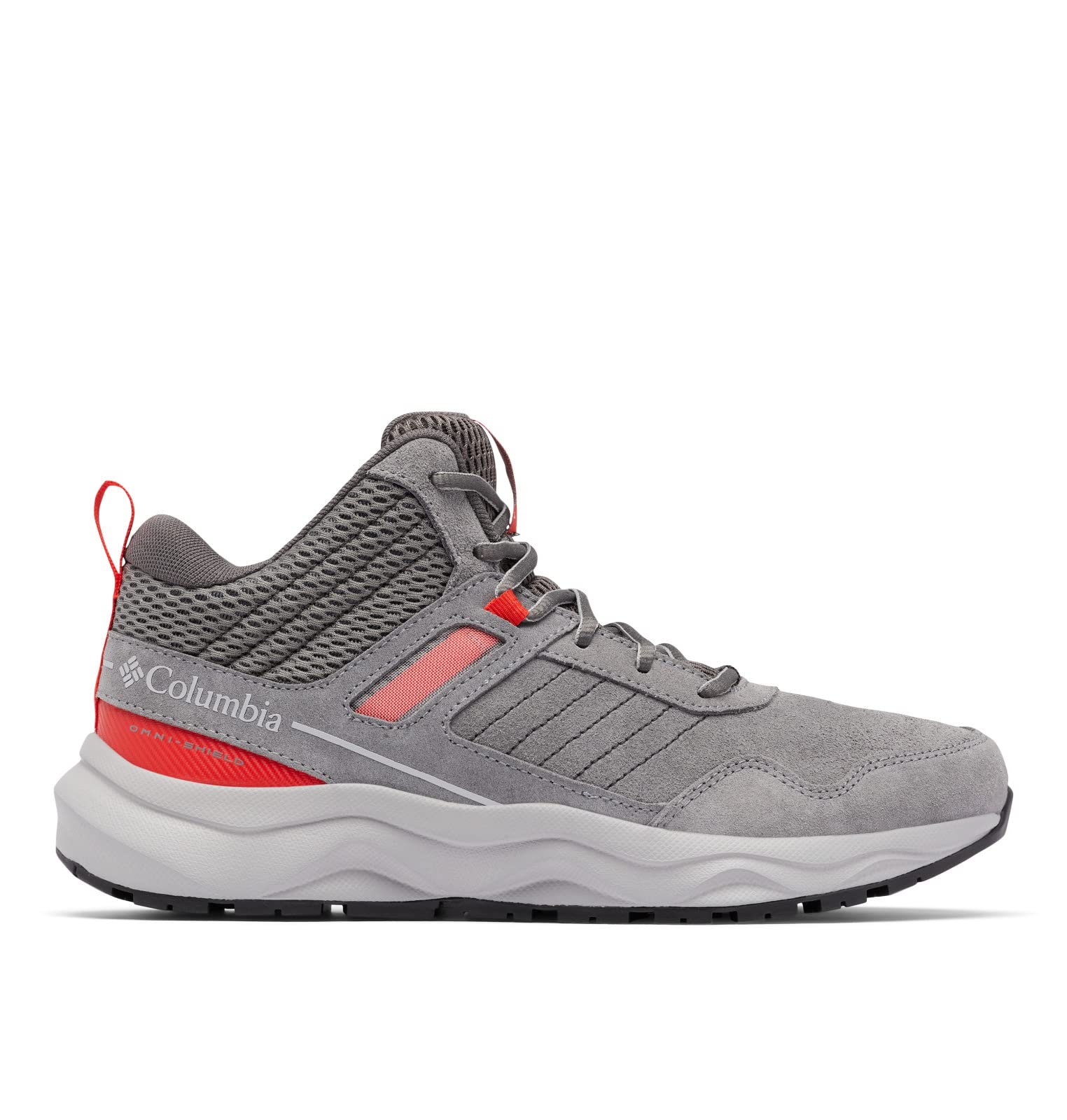 Columbia Men's Plateau Venture Mid, Titainium Grey Steel/Fiery Red, 15