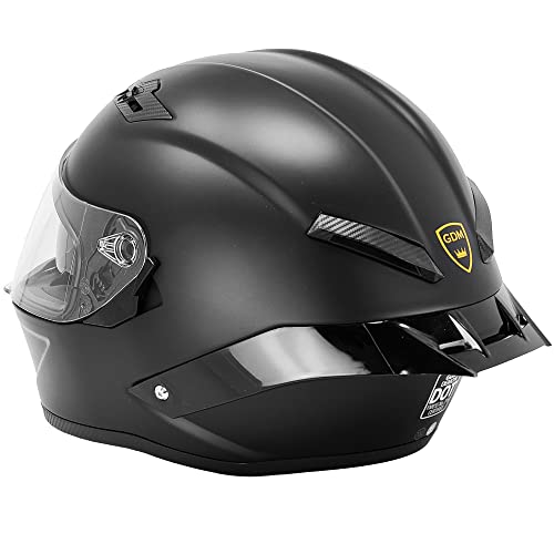 Bluetooth Motorcycle Helmet with Clear, Tinted, Iridium Shields (Matte Black, Small)