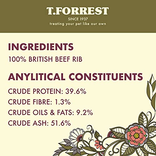 T. Forrest Beef Rib Dog Bones 6-8" (6 Pack) Natural Grass Fed Made in UK