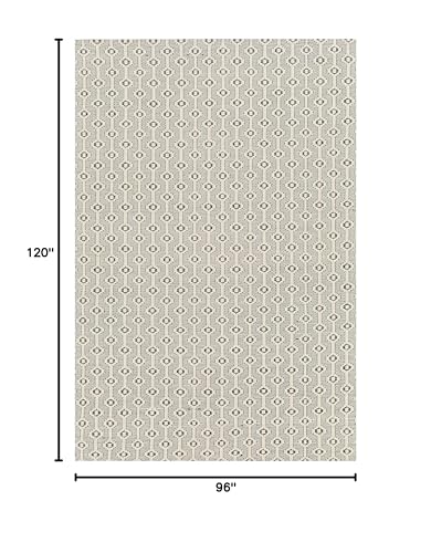 Hauteloom Puna Living Room, Bedroom Area Rug - Contemporary - Off White, Black - 8' x 10'