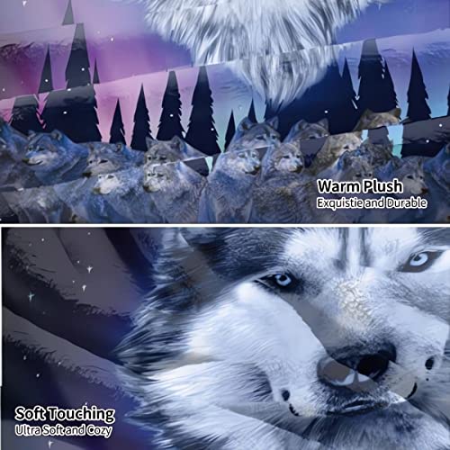 PAVQWEJ Flannel Throw Blanket, Winter Wolves Animal Home Decor Perfect for Bed and Sofa Blankets for All Season Microfiber Durable Couch Blankets(60"x 50")