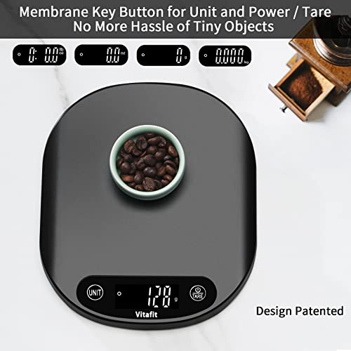 Vitafit 33lb Food Kitchen Scale,Weighing Professional Since 2001, Digital Grams and Ounces for Cooking Baking, Batteries Included, Black
