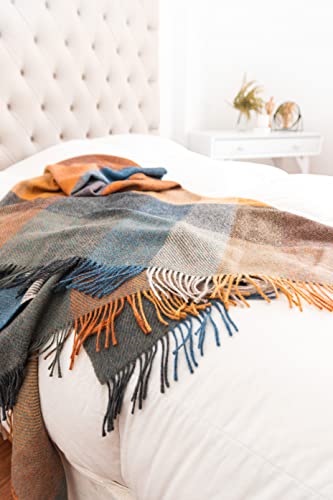 KHUSCO | 100% Alpaca Throw Blanket Serenity | 71" L x 51" W | Warm Peruvian Soft, Cozy, Hypoallergenic, Lightweight for Home and Travel | Blue Crayon