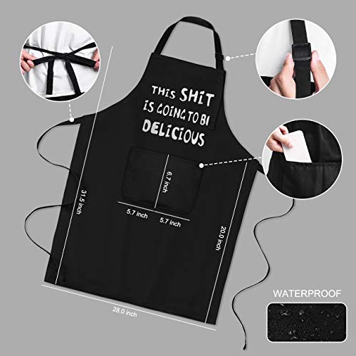 LYLPYHDP Funny Apron for Men, Chef Bib Apron with 2 Pockets, Adjustable Neck Strap and 40" Long Ties β Perfect for Kitchen Cooking, BBQ, Baking, Gifts for Husband, Dad, Wife, Mom,