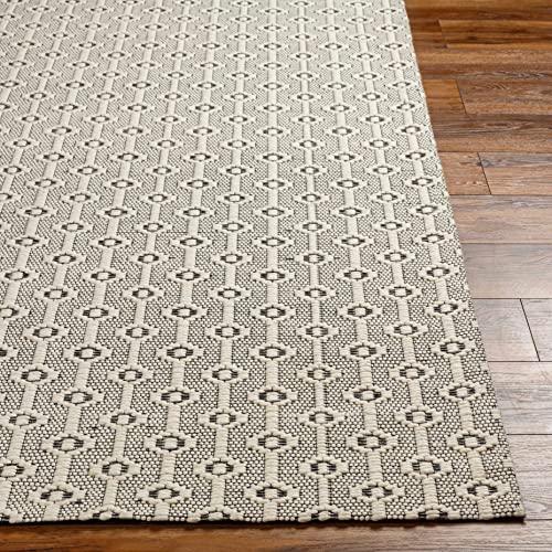 Hauteloom Puna Living Room, Bedroom Area Rug - Contemporary - Off White, Black - 8' x 10'