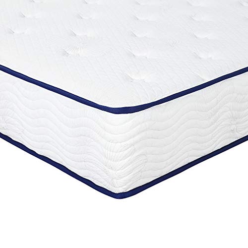 PrimaSleep 10 inch Hybrid Tight Top Spring Mattress,White/Blue Piping/Dura I Gel Foam (King)