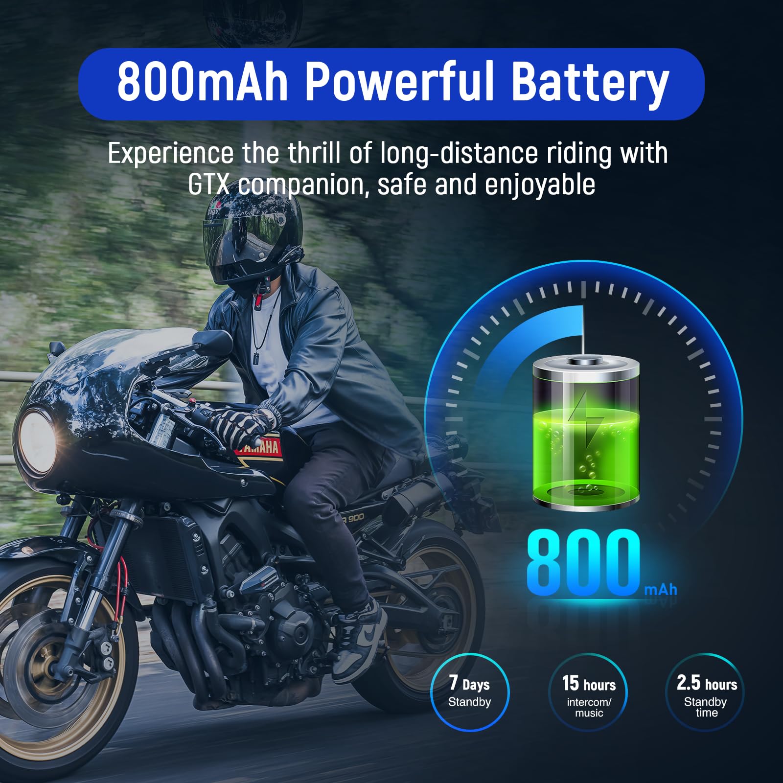 LEXIN GTX Motorcycle Bluetooth Headset, 10 Riders Helmet Communication System, Group Intercom w/Audio Multitasking/Loud Speakers/IP67 Waterproof/Hands-Free Call/USB-C Charge/5 Shells, Single Pack
