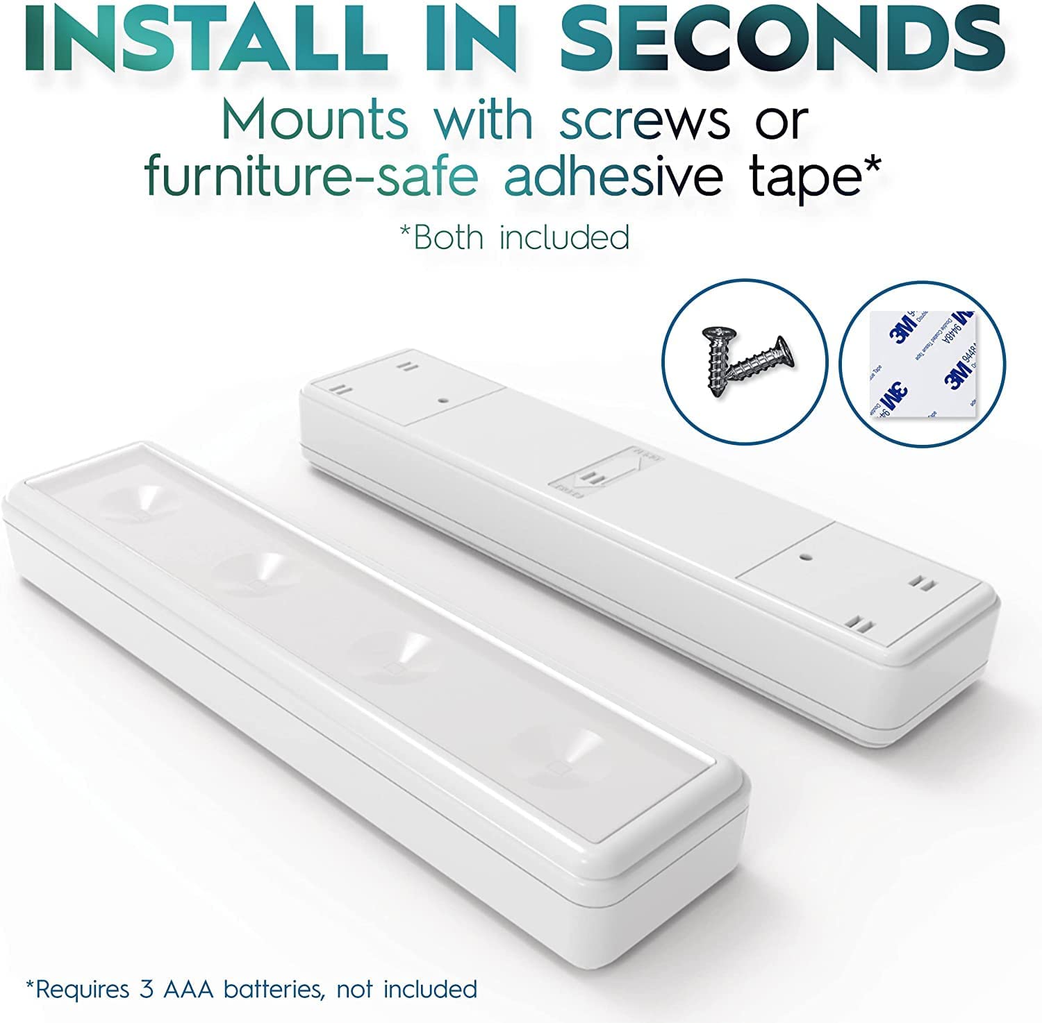 Brilliant Evolution Wireless LED Under Counter Lights with 2 Remote Controls - 6-Pack Battery Operated Under Cabinet Lighting Fixtures - Stick On Push Lights with Timer - Warm White, 8.5x2x1-Inch