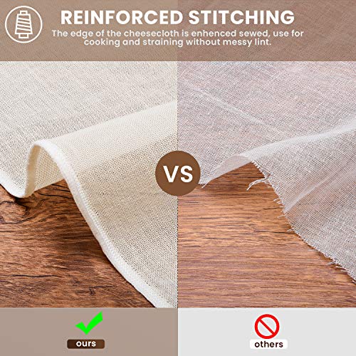 Precut Cheesecloth, 15 x 15'' 4 Pack, Grade 100, Ultra Fine for Straining & Cooking, 100% Unbleached Cotton Cheese Cloth for Making Cheese