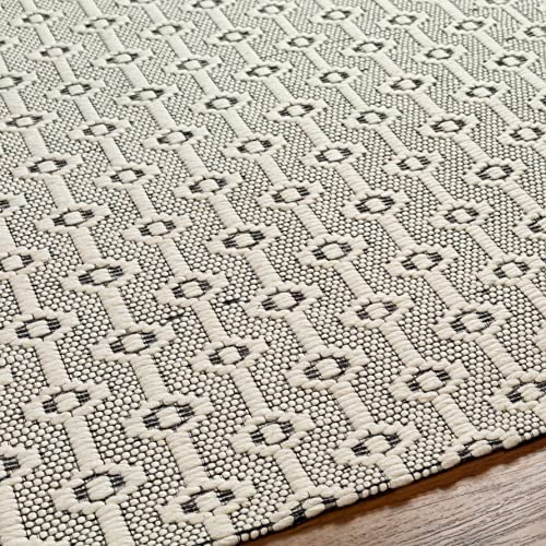 Hauteloom Puna Living Room, Bedroom Area Rug - Contemporary - Off White, Black - 8' x 10'