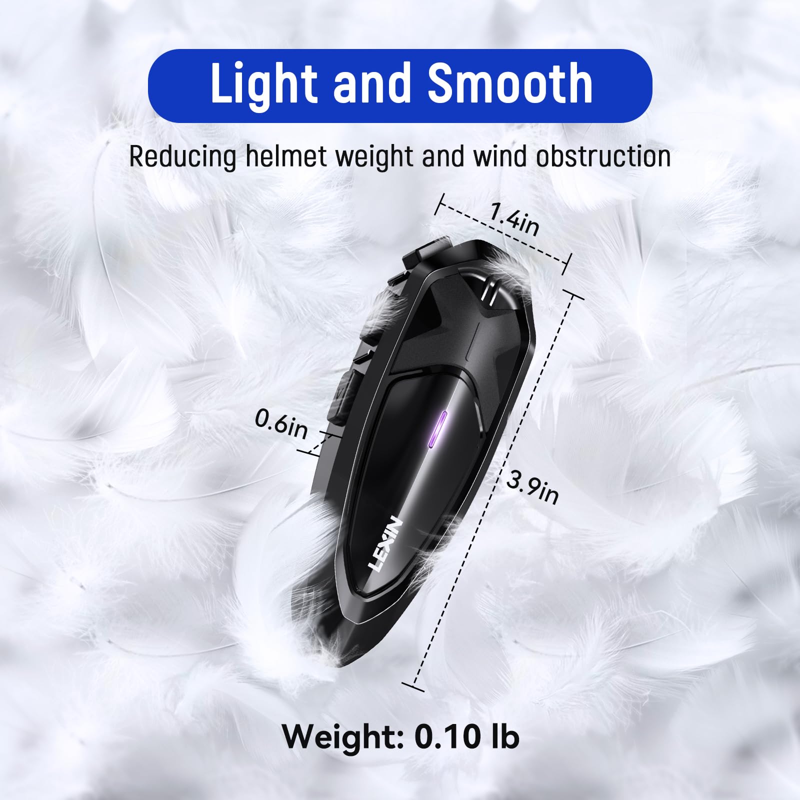 LEXIN GTX Motorcycle Bluetooth Headset, 10 Riders Helmet Communication System, Group Intercom w/Audio Multitasking/Loud Speakers/IP67 Waterproof/Hands-Free Call/USB-C Charge/5 Shells, Single Pack