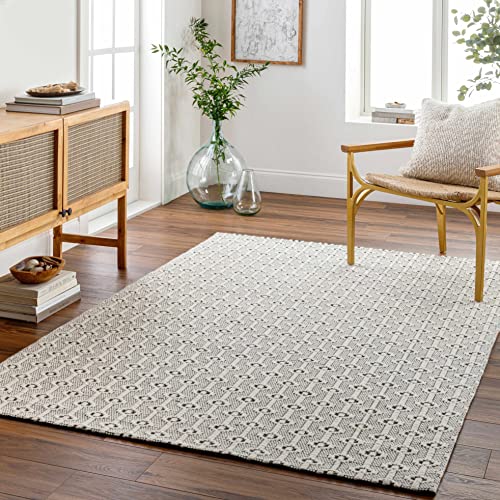 Hauteloom Puna Living Room, Bedroom Area Rug - Contemporary - Off White, Black - 8' x 10'
