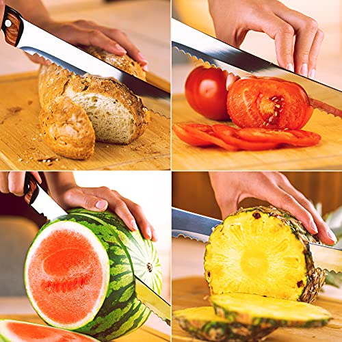 Mama's Great Ultra Sharp Serrated Bread Knife for Homemade Bread with 10.5 Inch Wide Wavy Edge