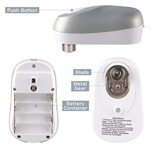 Electric Can Opener - Vcwtty One Touch Battery Operated Handheld Can Opener for Any Size, No Sharp Edge, Food-Safe, Seniors, Arthritis and Chef, Kitchen Best Gadget (Mini Silver)