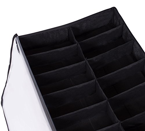 Internet's Best Under the Bed Shoe Storage Organizer - 12 Pair/Pockets - Zipper Closure Clear Cover - Grey