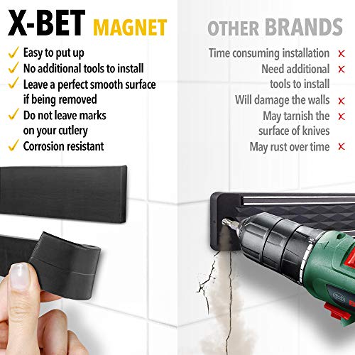 Adhesive Magnetic Strip for Knives Kitchen with Multipurpose Use as Knife Holder, Knife Rack, Knife Magnetic Strip, Knives Bar, Kitchen Utensil Holder, Tool Holder for Garage and Kitchen Organizer