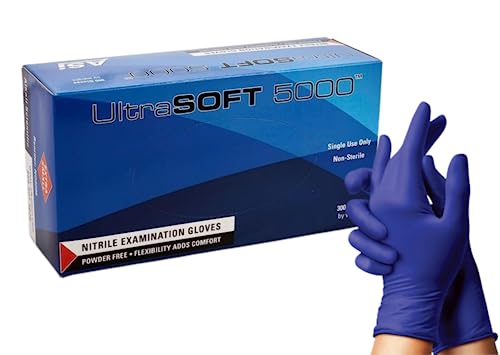 UltraSOFT 5000 Nitrile Gloves, Non- Sterile Gloves Disposable latex Free Medium, Powder Free, (Pack of 3000) - X-Small