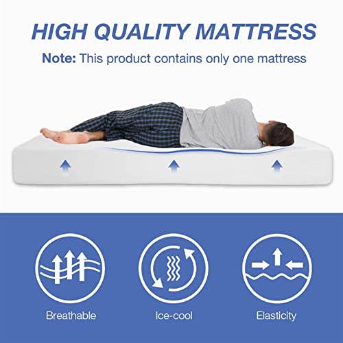 8 Inch Twin Mattress Cooling Gel Memory Foam Mattress CertiPUR-US Certified Medium Firm Feel Mattresses for Pressure Relieving & Cool Sleep Twin Size White
