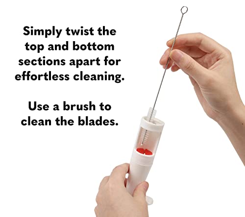 Klosom Grape Cutter for Kids - Cuts Small Grapes, Tomatoes, Pitted Olives Into 4 Pieces. Stainless Steel Blade, Easy to Clean with 2 Cleaning Brushes. Essential Kitchen Accessory