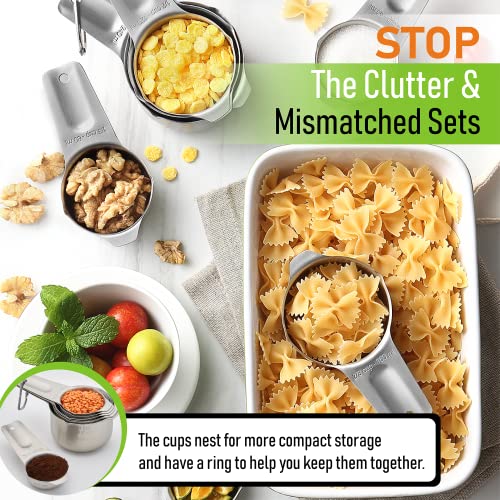 Spring Chef - Stainless Steel Measuring Cups, Kitchen Tools with Easy to Read Markings for Measuring Dry or Liquid Ingredients, Set of 7