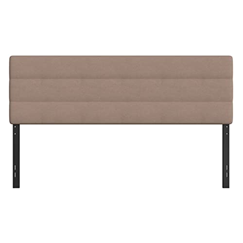 Flash Furniture Paxton Upholstered Headboard - Channel Stitched Taupe Fabric Upholstery - King - Adjustable Height from 44.5" to 57.25" From Floor